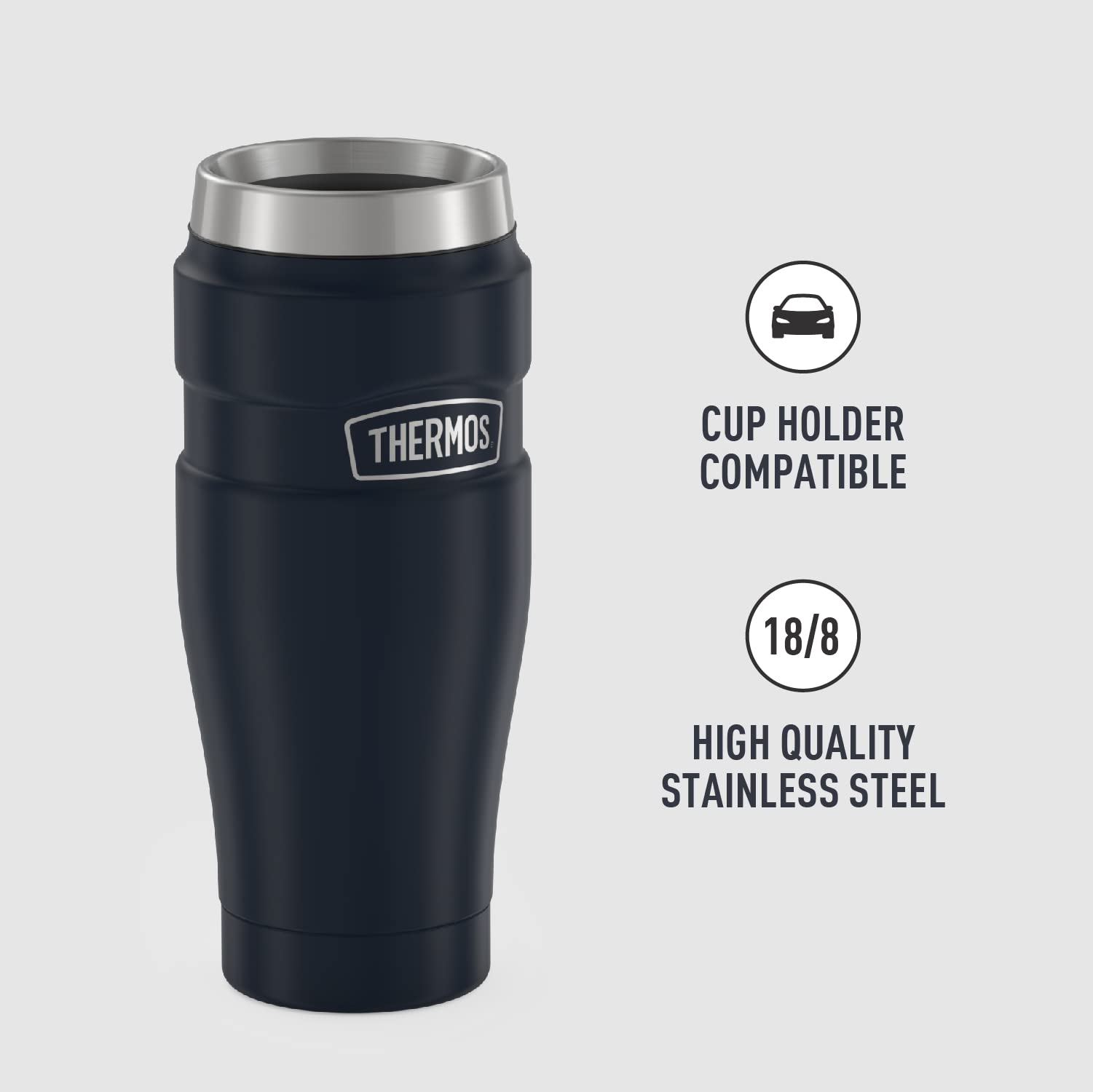 THERMOS Stainless King 16 Ounce Travel Tumbler, Matte Blue