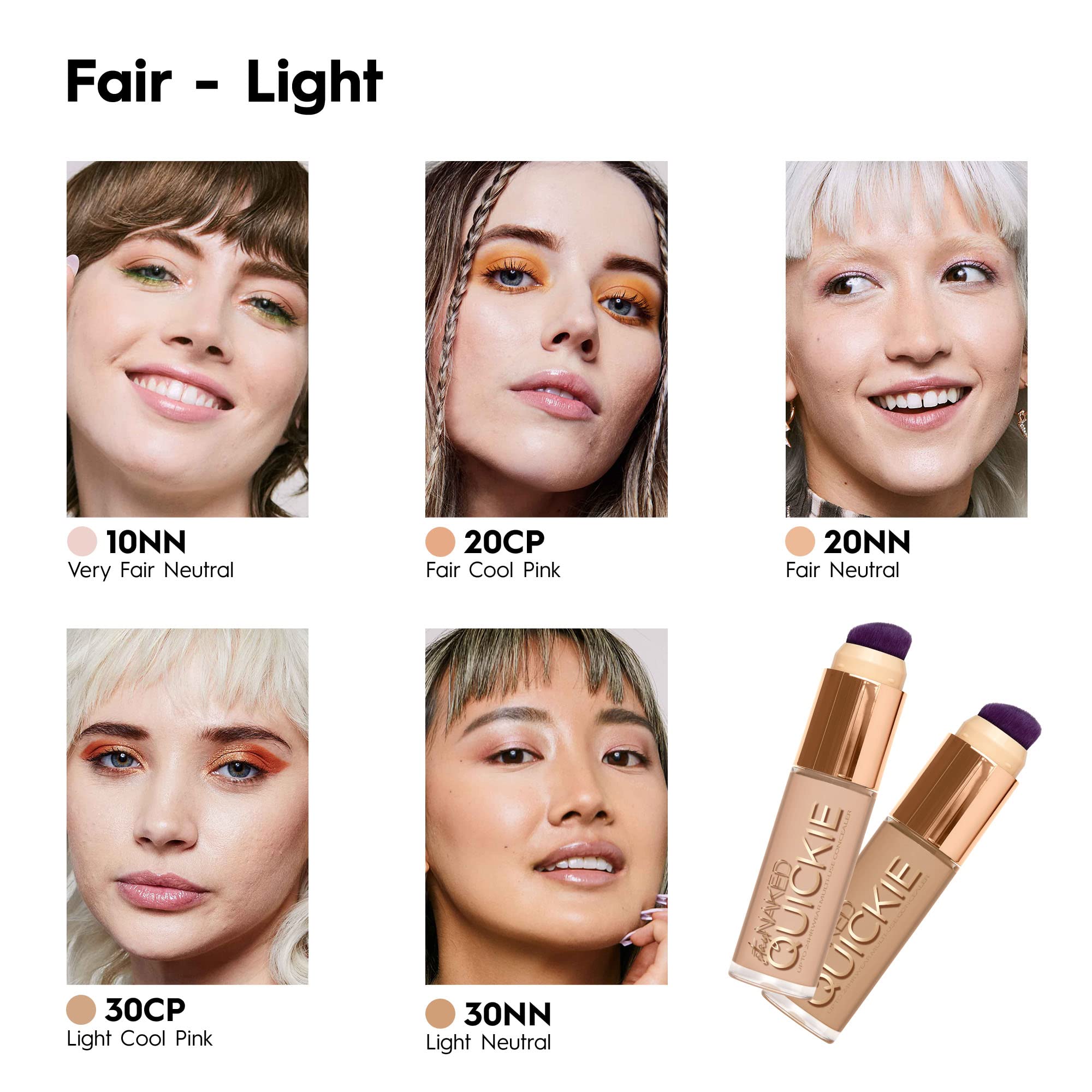 Urban Decay Quickie 24HR Multi-Use Full Coverage Concealer β Waterproof β Dual-Ended with Brush - Hydrating with Vitamin E - Natural Finish - Vegan & Cruelty Free - 20NN, 0.55 Oz