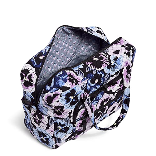 Vera Bradley Women's Cotton Weekender Travel Bag, Plum Pansies - Recycled Cotton, One Size