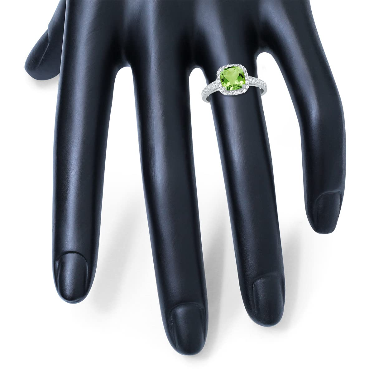 Peridot and Diamond Ring in 10K White Gold