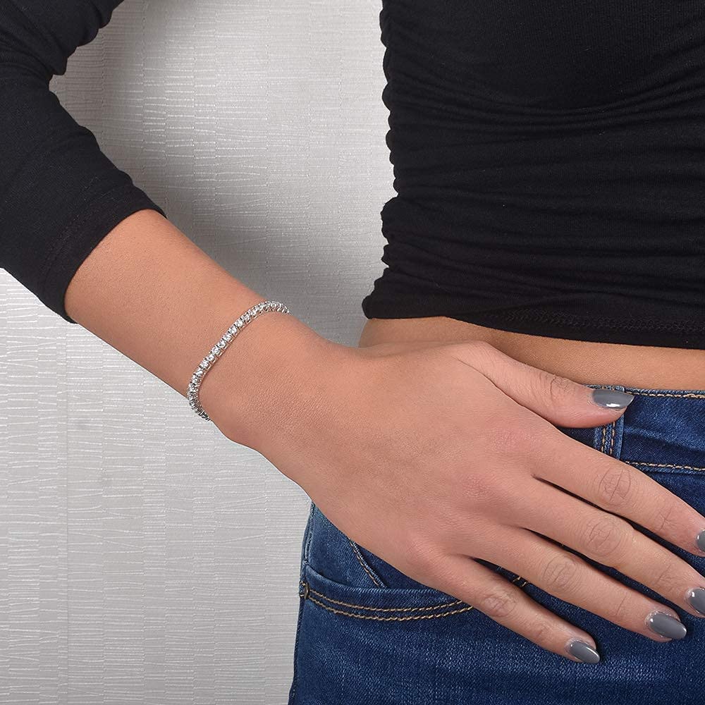 NYC Sterling 3MM Round Cubic Zirconia Classic Tennis Bracelet (rhodium-plated-brass)