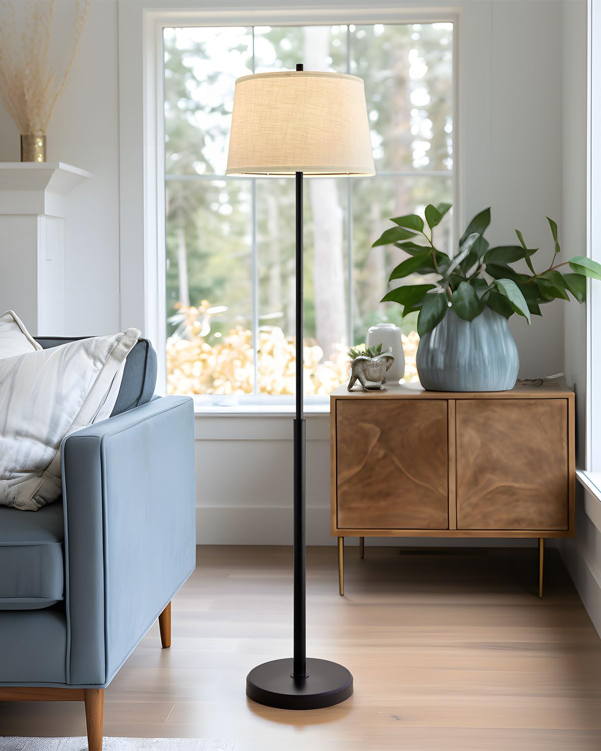 Oneach 61.75" Arch Floor Lamp for Living Room LED Tall Standing Light Black