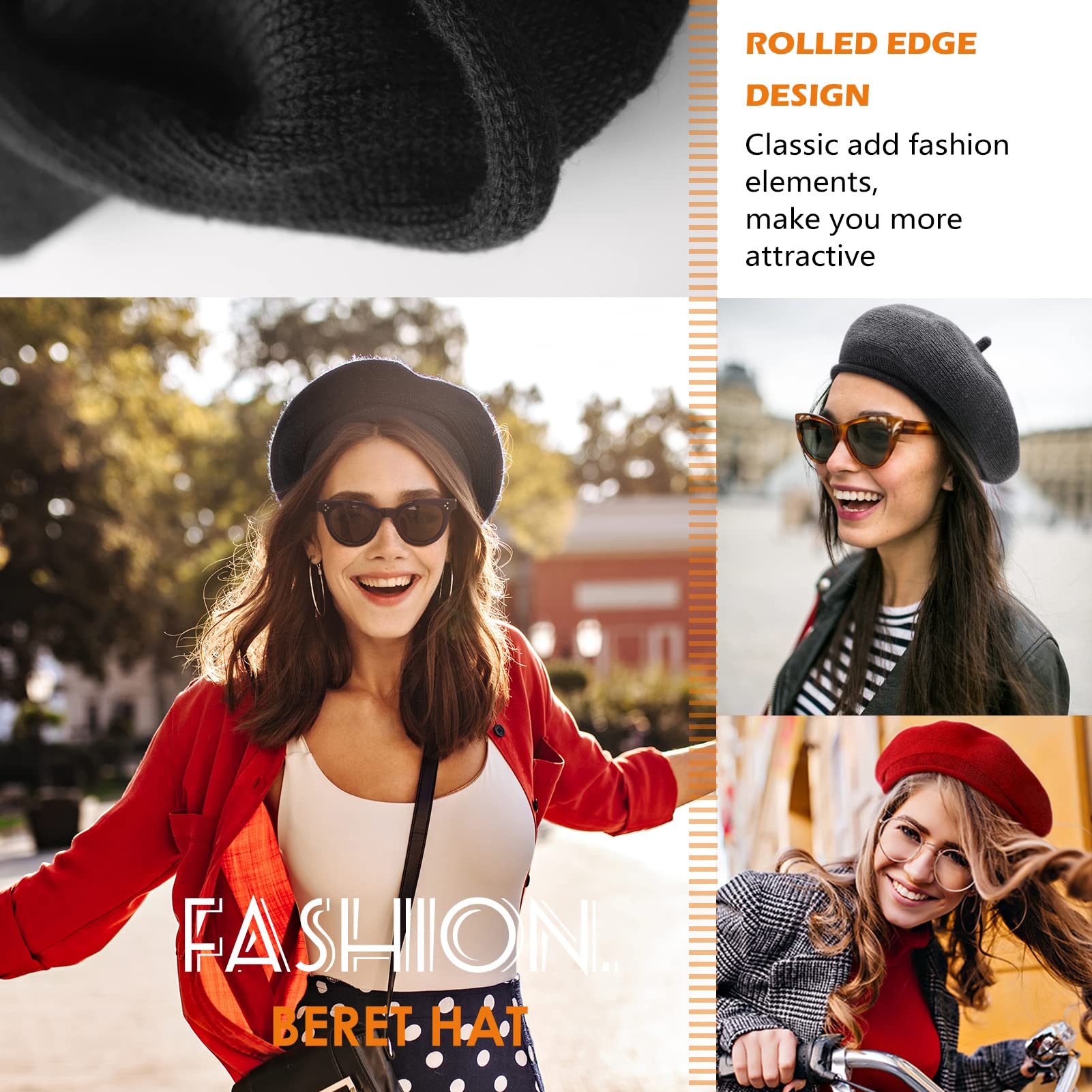 SONMONY Knitted Berets for Women Winter Fall French Hat with Little Tail Solid Color Slouchy Beanie Cap Artist Painter Hat