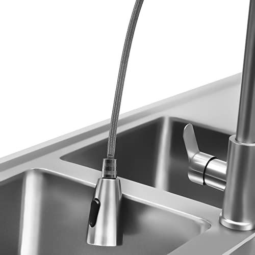 Outdoor Utility Sink,Free Standing Commercial Restaurant Kitchen Sink,Double Basin Sink and A Shelf Underneath,Countertop for Restaurant
