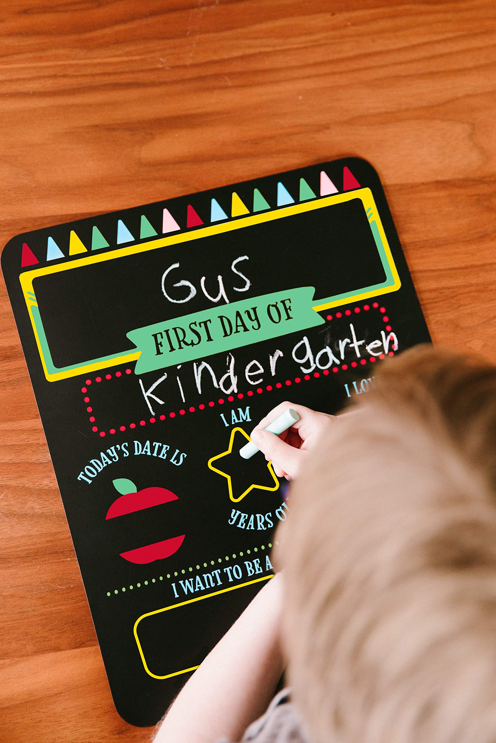 Pearhead First and Last Day of School Reversible Chalkboard, Milestone Board, Reusable Photo Sharing Prop with Chalk, Celebrate School Memories and Milestones