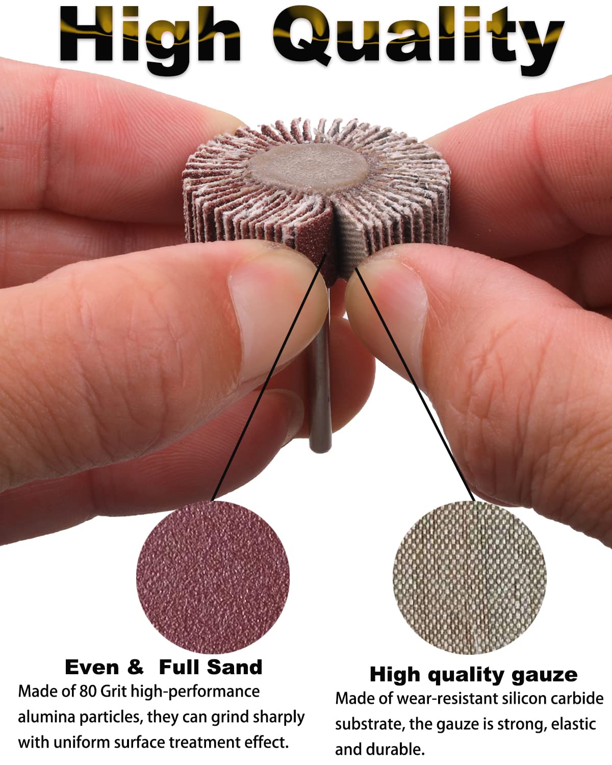Rocaris 10 Pack Flap Wheel, 120 Grit for Rotary Tools,1/8 inch Shank (32X10X3)