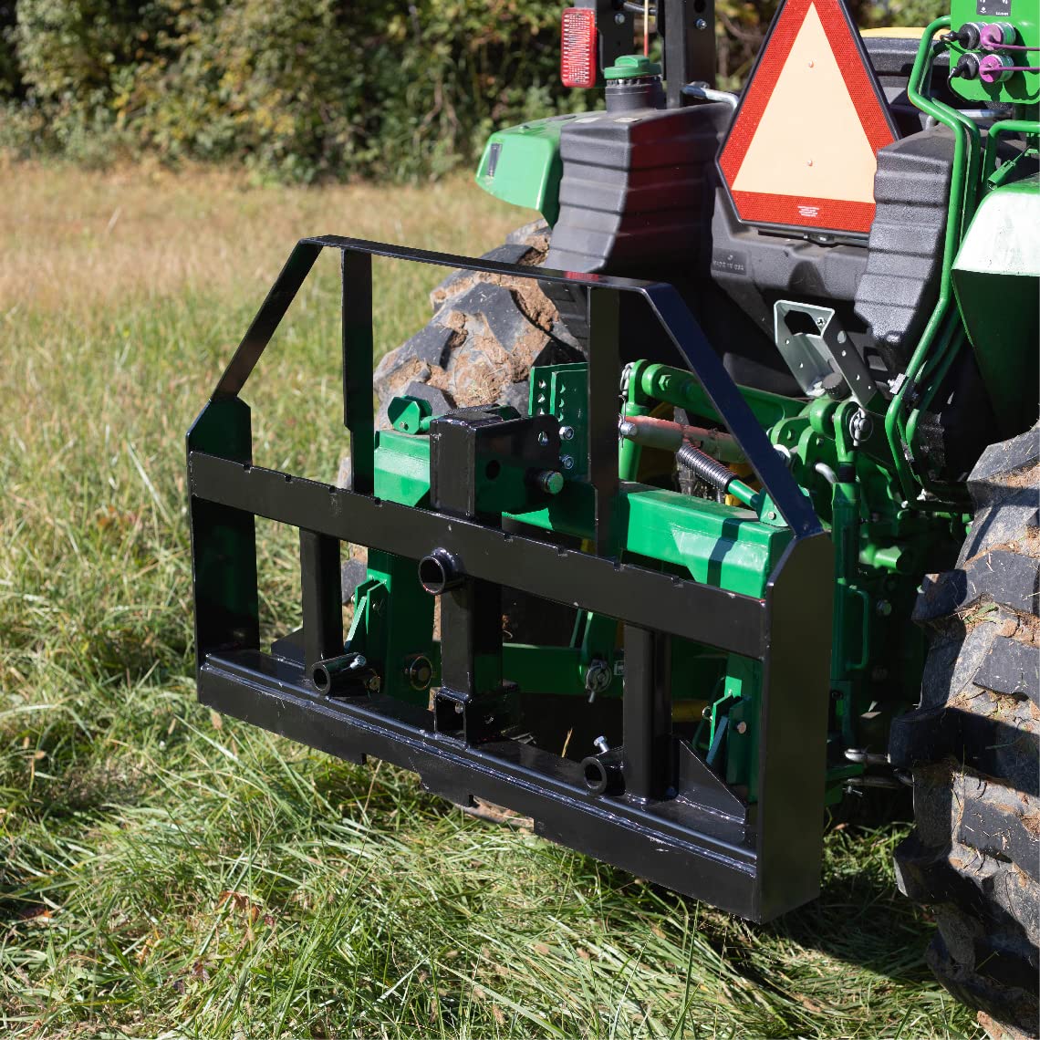 Titan Attachments Pallet Fork Frame Attachment, Fits Cat I & II Tractors, Rated 4,000 LB, Rack, Receiver Hitch, Spear Sleeves