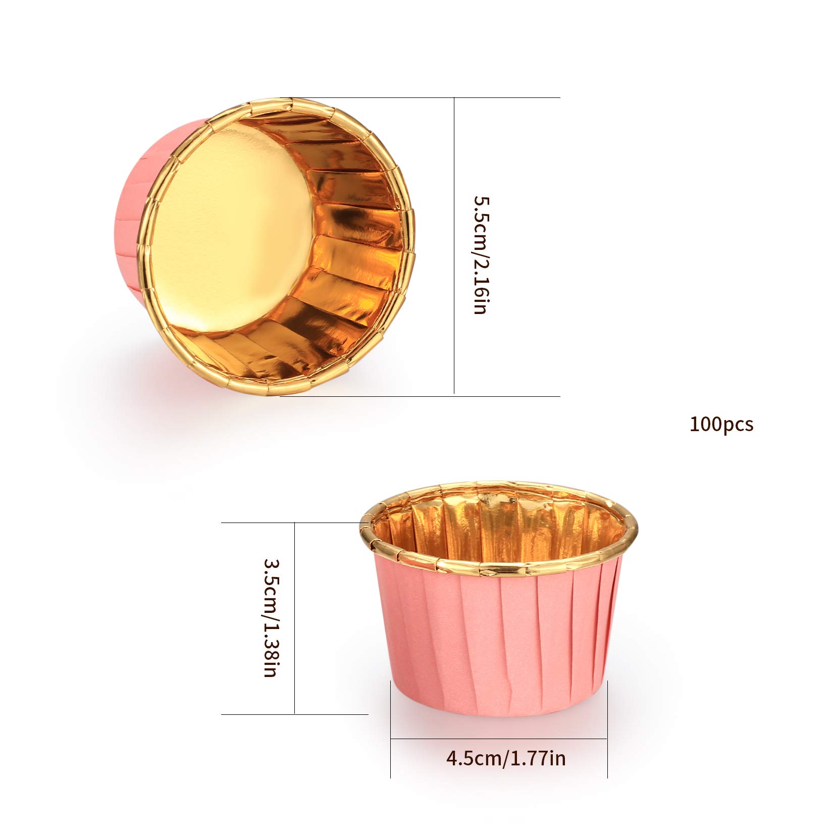TOOINKCV 100 Pcs Cupcake Liners, Paper Cupcake Baking Cups, Cupcake Muffin Paper Baking Wrappers Liners Cups Molds for Baking, for Dinner, Party, Weddings - Pink