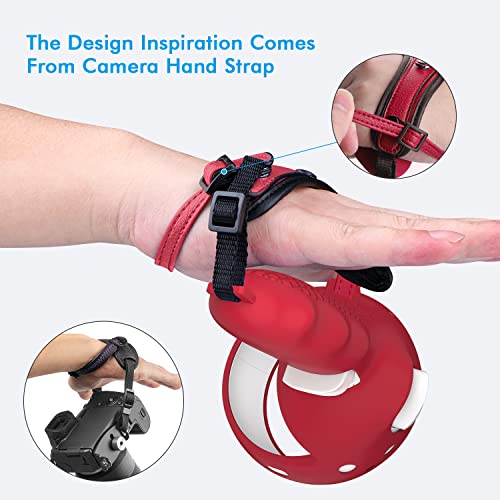 Relohas Accessories for Oculus Quest 2, VR Accessory Set for Meta Quest 2, Include Controller Grip Leather Cover, VR Shell Cover, Face Cover, The Best Gifts for Christmas and Halloween(Red)