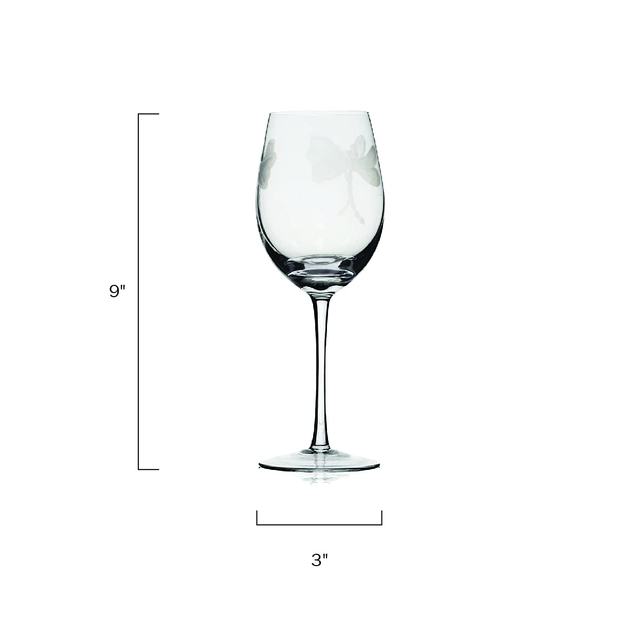 The Wine Savant Dragonfly Wine Glasses For White and Red Wine, Water or Whiskey, Each Glass Is Individually Sand Etched - Dragonfly Wine Glasses (Stemmed)