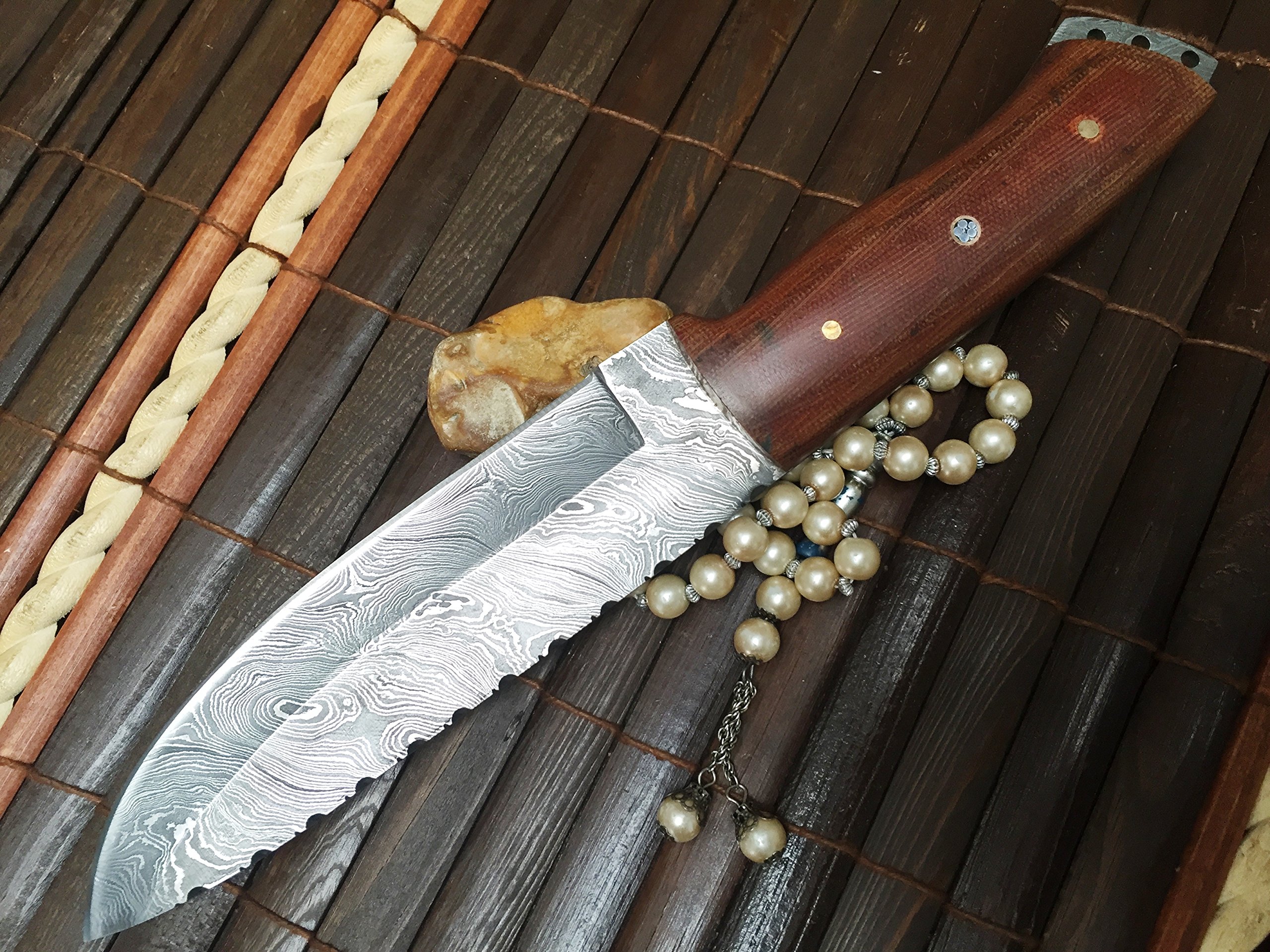 Perkin - Handmade Damascus Hunting Knife with Sheath