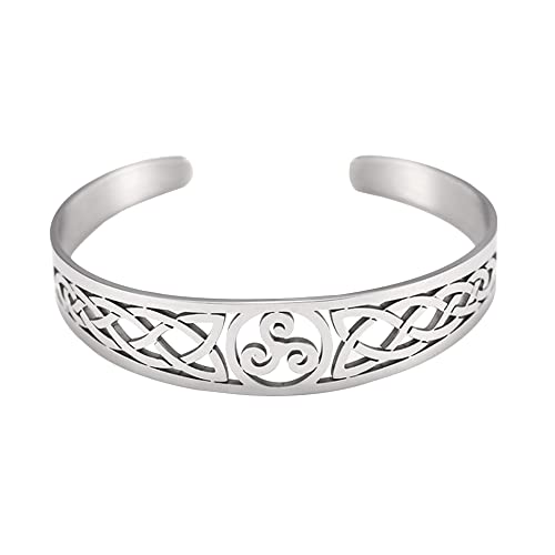 TURTLEDOVE Stainless Steel Celtic Bracelet - Viking Bangle with Triskelion
