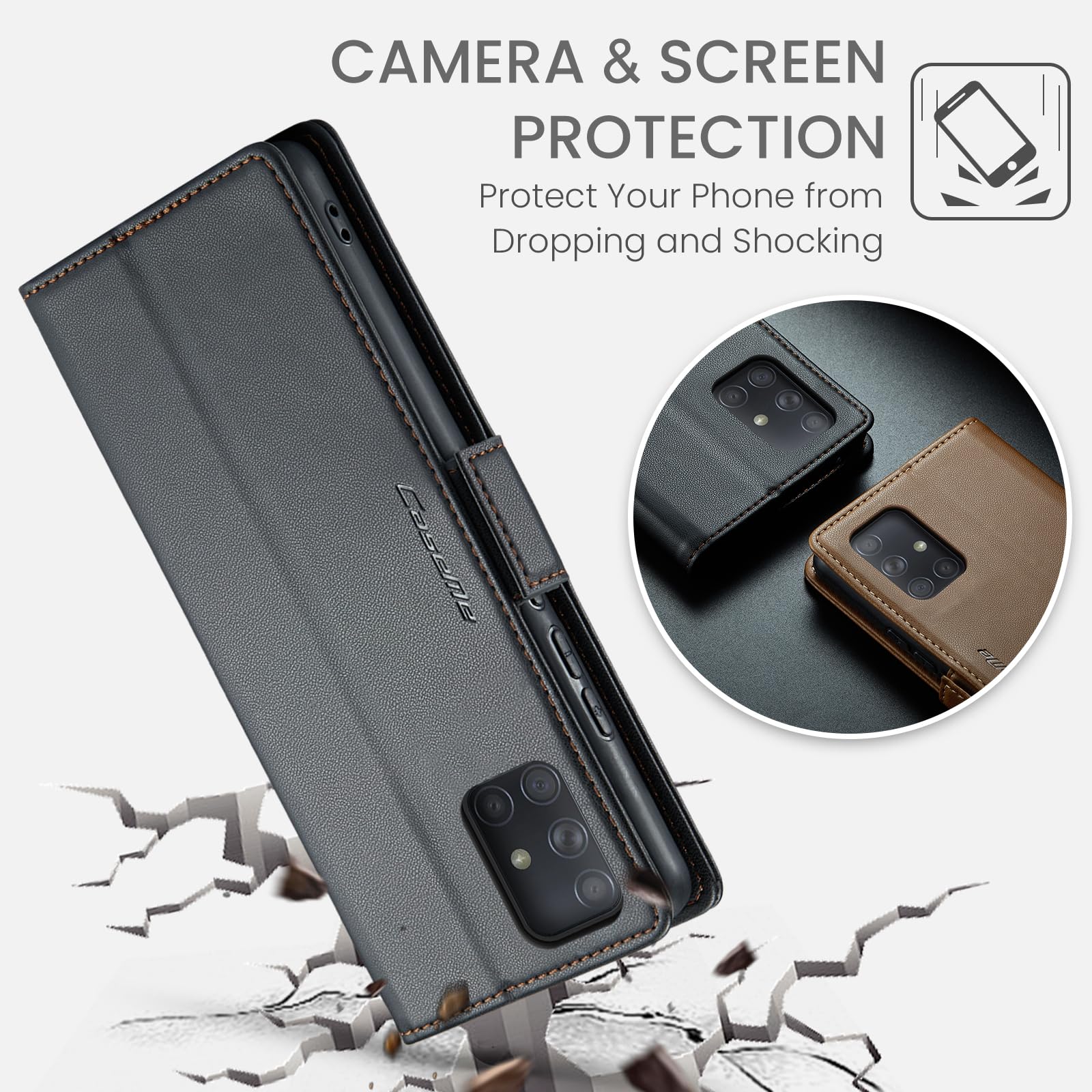 Samsung Galaxy A71(5G) Wallet Case Credit Card Holder,Magnetic Stand Leather Flip Case Cover ,Durable Shockproof Protective Cover for Samsung Galaxy A71(5G) 6.7" (Fashion Black)