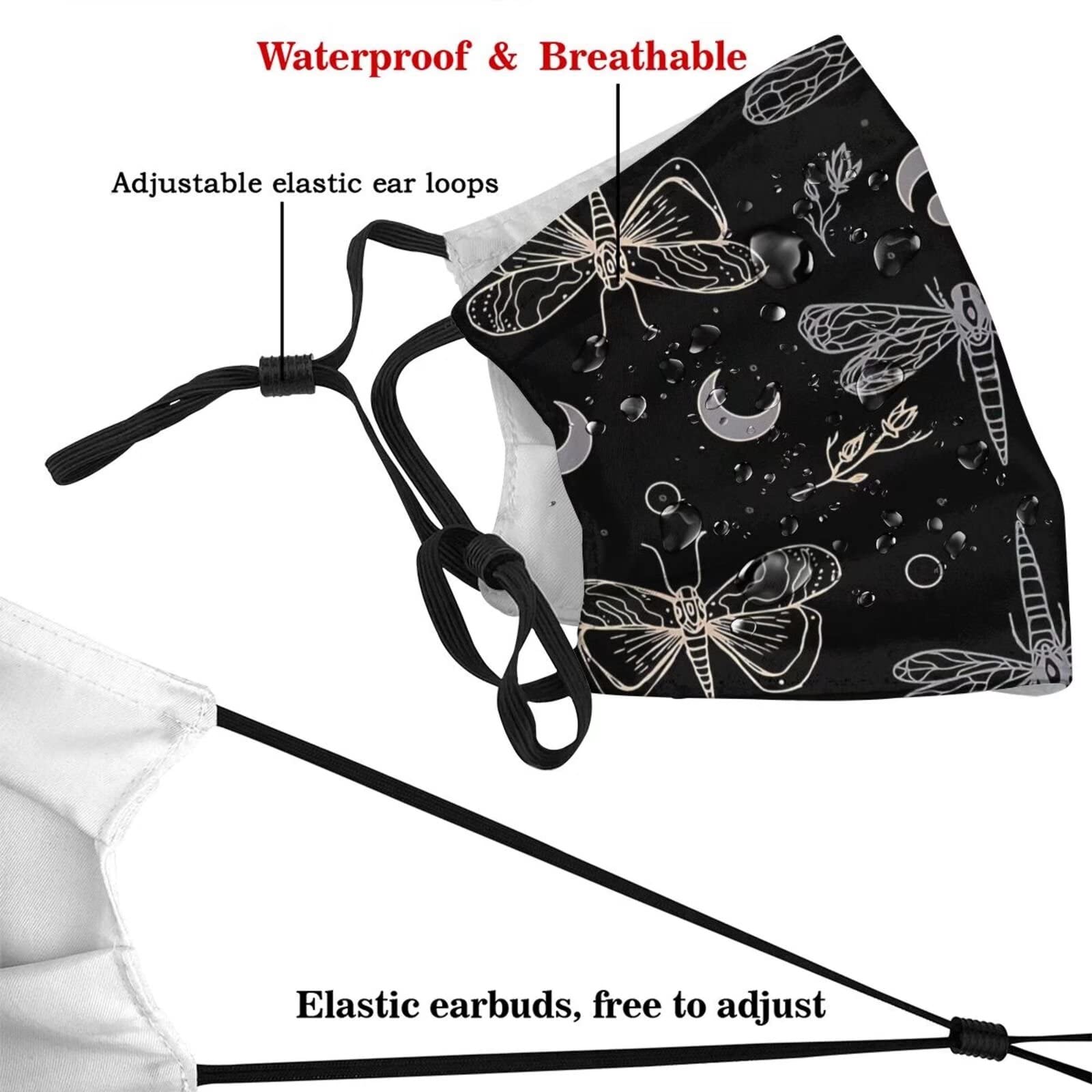 Tuyimm 4 Pcs Goth Face Mask with Filter Pocket Reusable Breathable Adjustable Fashion Balaclava for Women Men