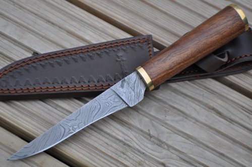 Perkin Knives - Custom Handmade Damascus Hunting Knife - Beautiful Boning Knife