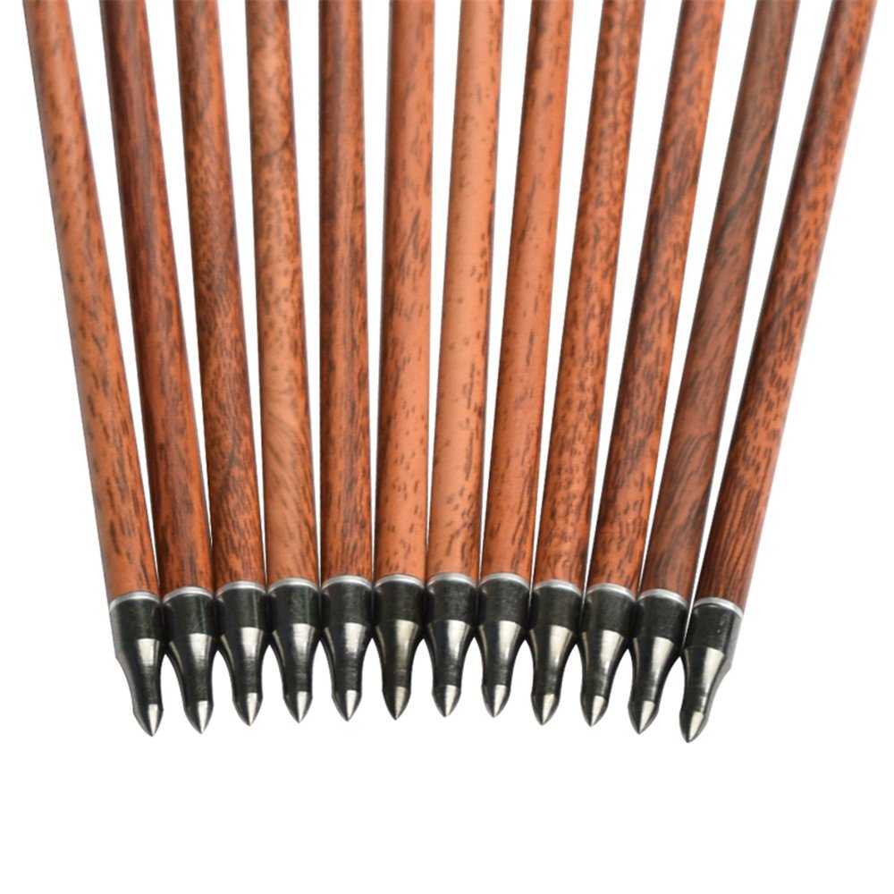 NIKA ARCHERY 30 inch Feather Carbon Arrows Wood Camo Shaft SP400 for Outdoor Target Hunting 12 pcs