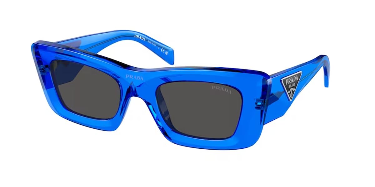 Prada PR13ZS 18M5S0 50MM Crystal Electric Blue/Dark Grey Cat Eye Sunglasses for Women + BUNDLE With Designer iWear Eyewear Kit