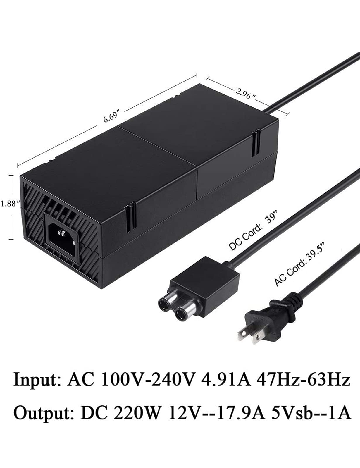 Power Supply Adapter Cord for Xbox Series S/X - Brick Cable with USB Charger for XBox Charging