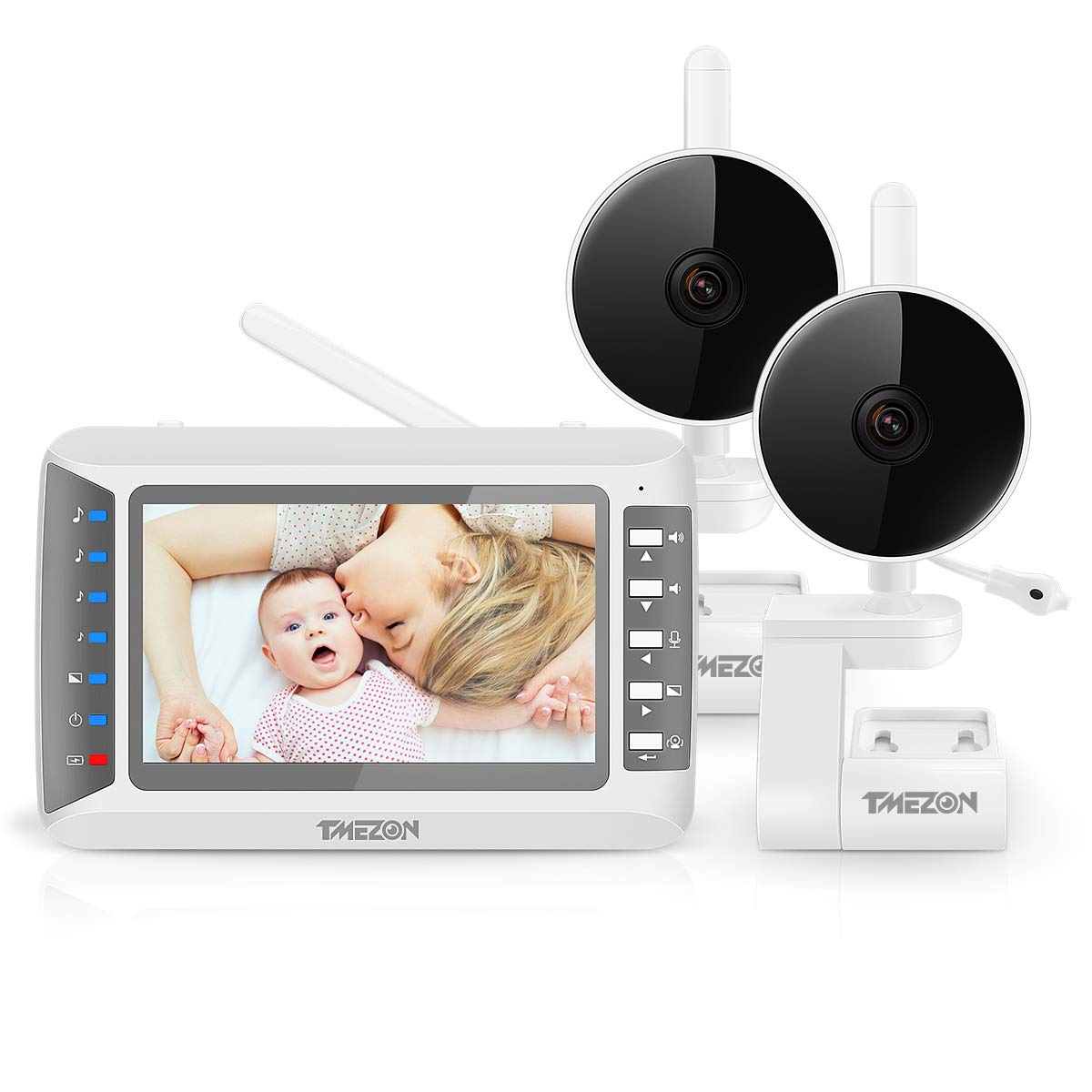 TMEZON Video Baby Monitor with Two Cameras and 4.3" LCD,Auto Night Vision,Two-Way Talkback,Temperature Detection,Power Saving/Vox,Zoom in,Support Multi Camera Feeding Time Alarm