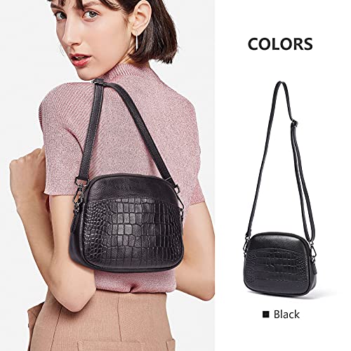 Small Classic Black Women'S Wallet Mini Backpack Anti-Theft Wallet Retro Shoulder Bags For Women Crocodile Pattern Handbag (black)