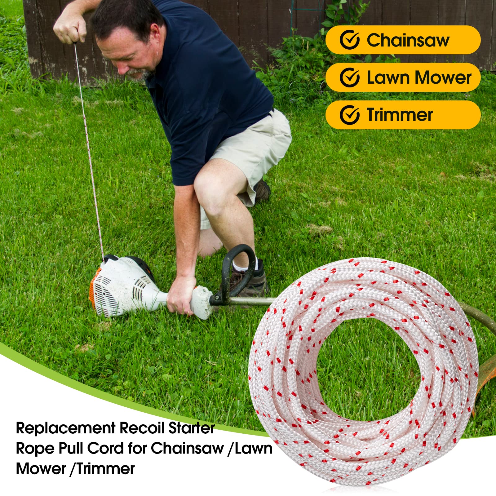 Replacement Recoil Starter Rope Pull Cord for Husqvarna STIHL Craftsman Chainsaw Lawn Mower Trimmer