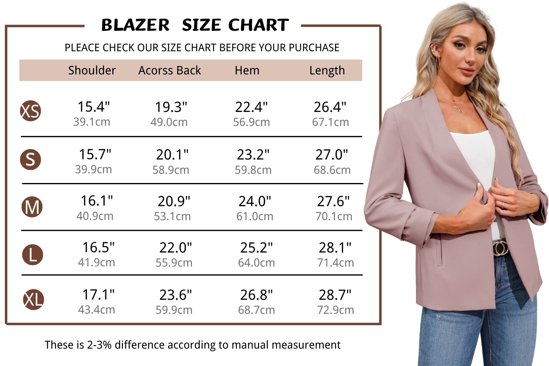 Ofenbuy Womens Casual Blazer Ruched 3/4 Sleeve Open Front Relax Fit Office Lightweight Cardigan Jacket Blazers (Medium, Pink)