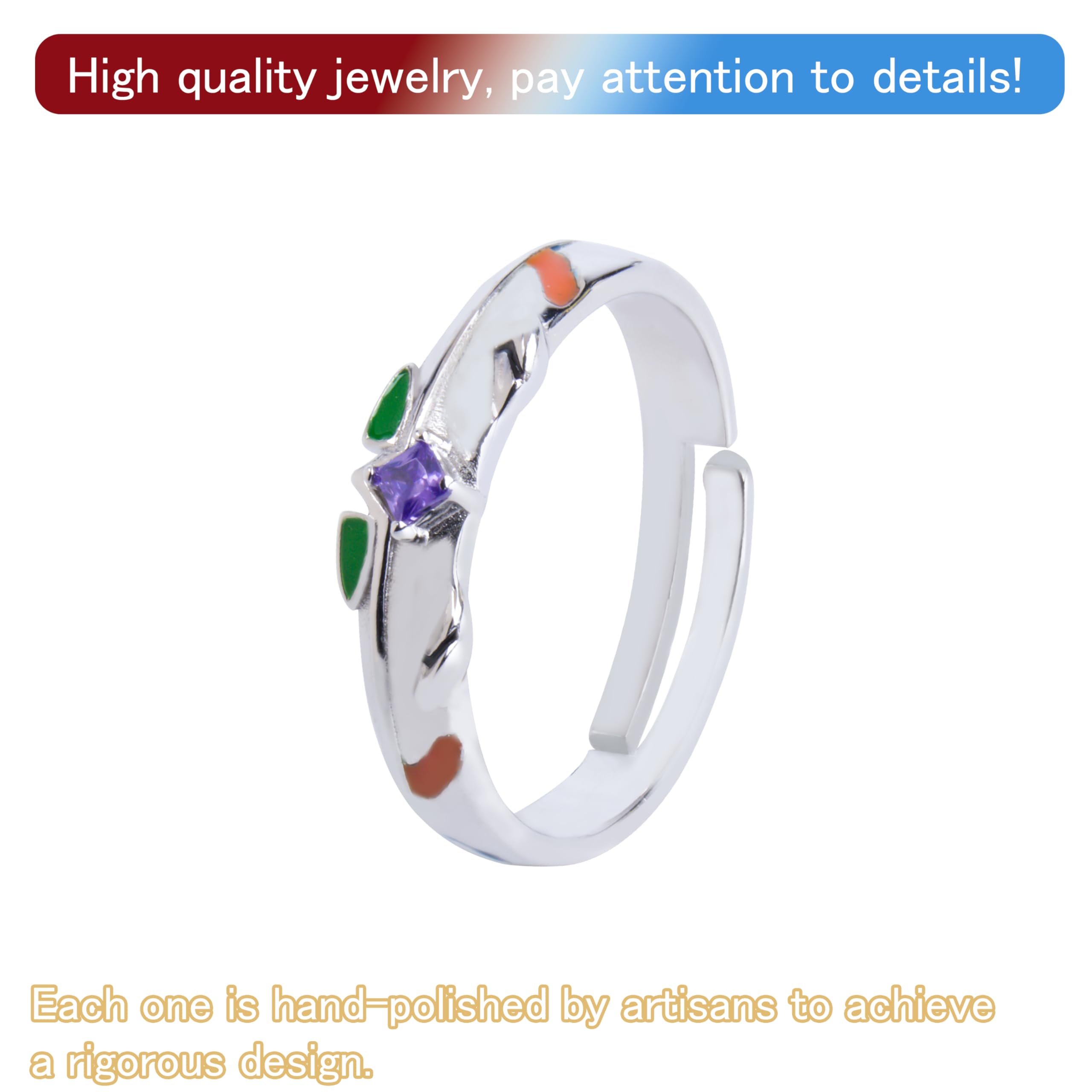 TWINKANIME Anime EVA Ayanami Rei -''All 2-'' S925 Sliver Ring Cosplay Accessory High Durability Adjustable Ring, White