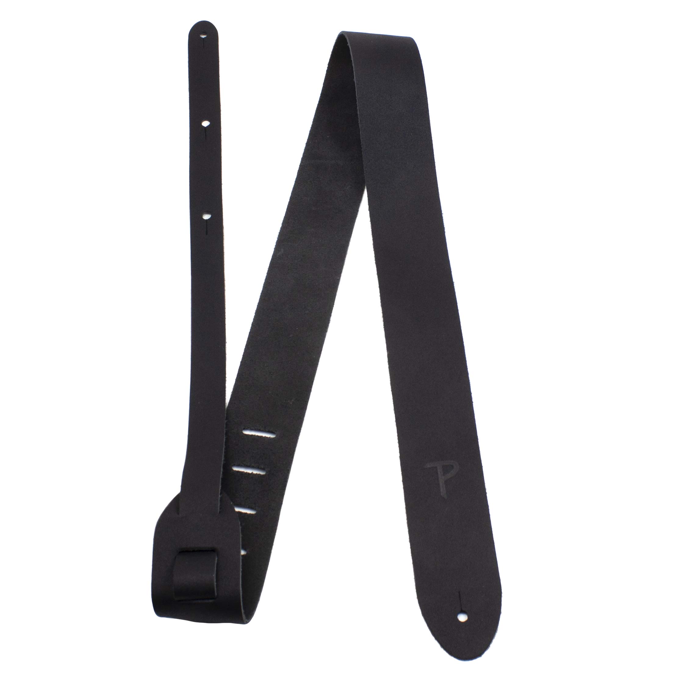 Perri's Leathers Ltd. - Buffalo Leather Guitar Strap - Adjustable Strap From 41″ to 56″ for Electric, Acoustic, Bass Guitar - for Kids & Adults - Black (B20-177)
