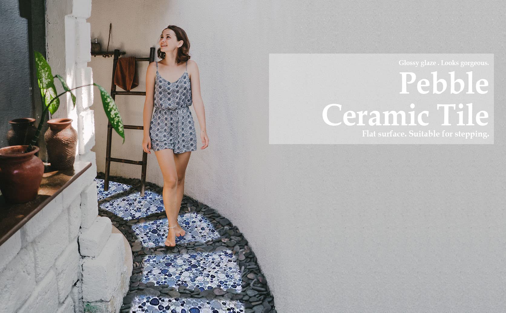 Parrotile Blue Shower Floor Pebbles Tile Bathroom Mosaic Backsplash Wall Tiles (5 sheets)