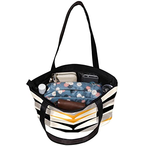 Women's Large Size Canvas Shoulder Bag Hobo Crossbody Handbag Casual Tote, Modern Abstract Art Gray Geometric