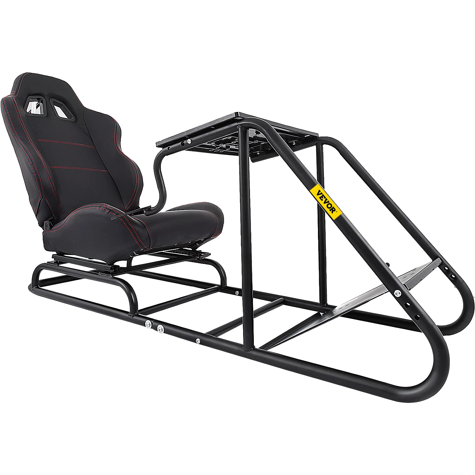 VEVOR Racing Wheel Stand, Pedal and Seat Adjustable Racing Simulator Cockpit, Carbon Steel Gaming Wheel Stand, Game Chair Highly Compatible with Logitech Wheels, Thrustmaster Wheels, PS3/4, Xbox 360