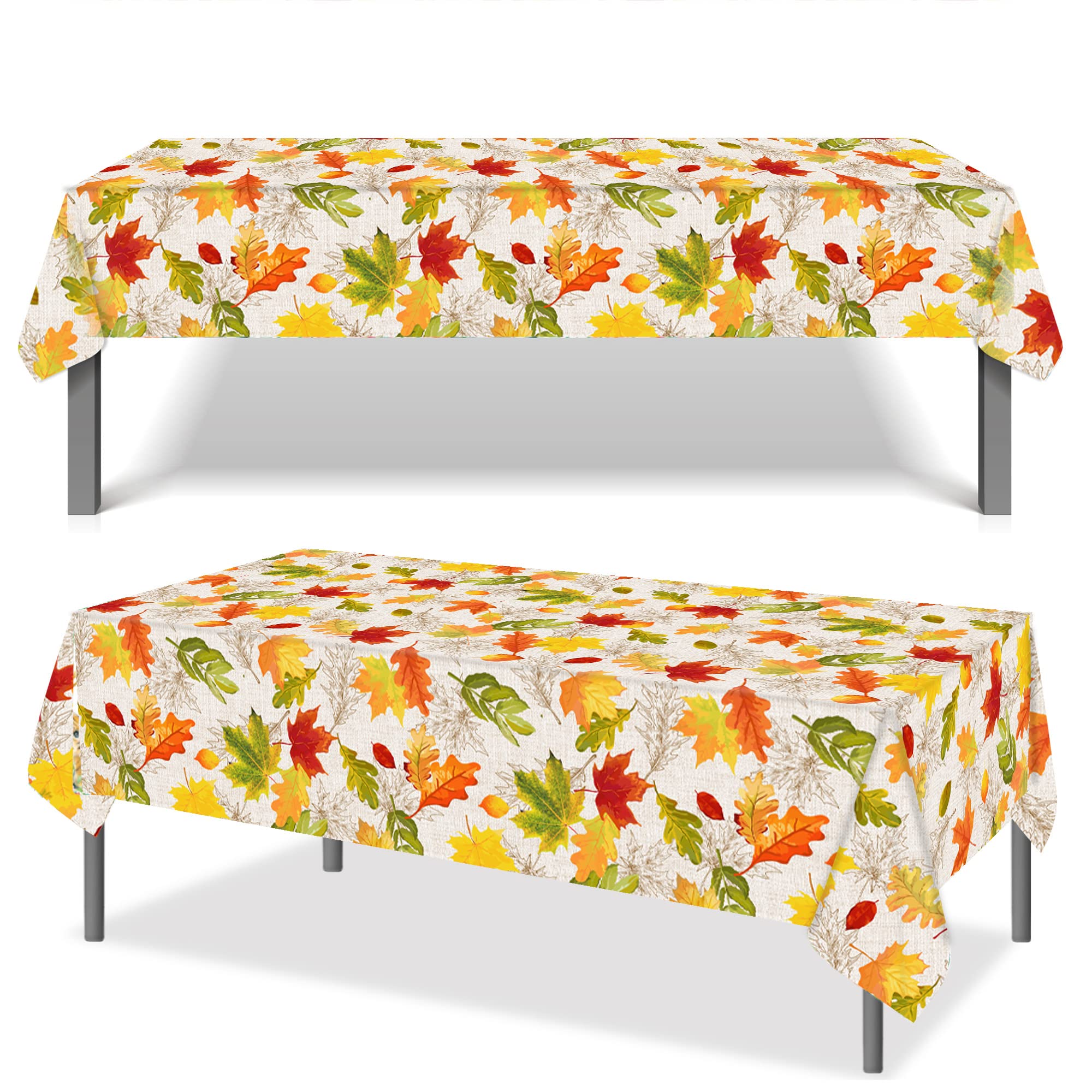 peony man 4 PCS Fall Leaves Tablecloths Plastic Maple Table Covers Disposable Rectangle Autumn Party for Thanksgiving Kitchen Dining, 54 x 108 Inch
