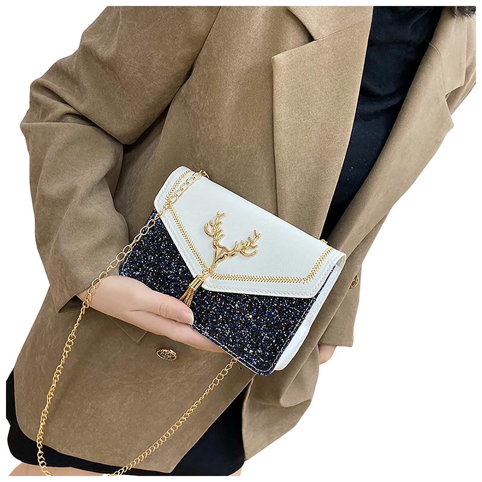 Small Square Shoulder Bag Women Tote HandBag Crossbody Purse Evening Bag Wallet Tassel Color Chain Shoulder Bag