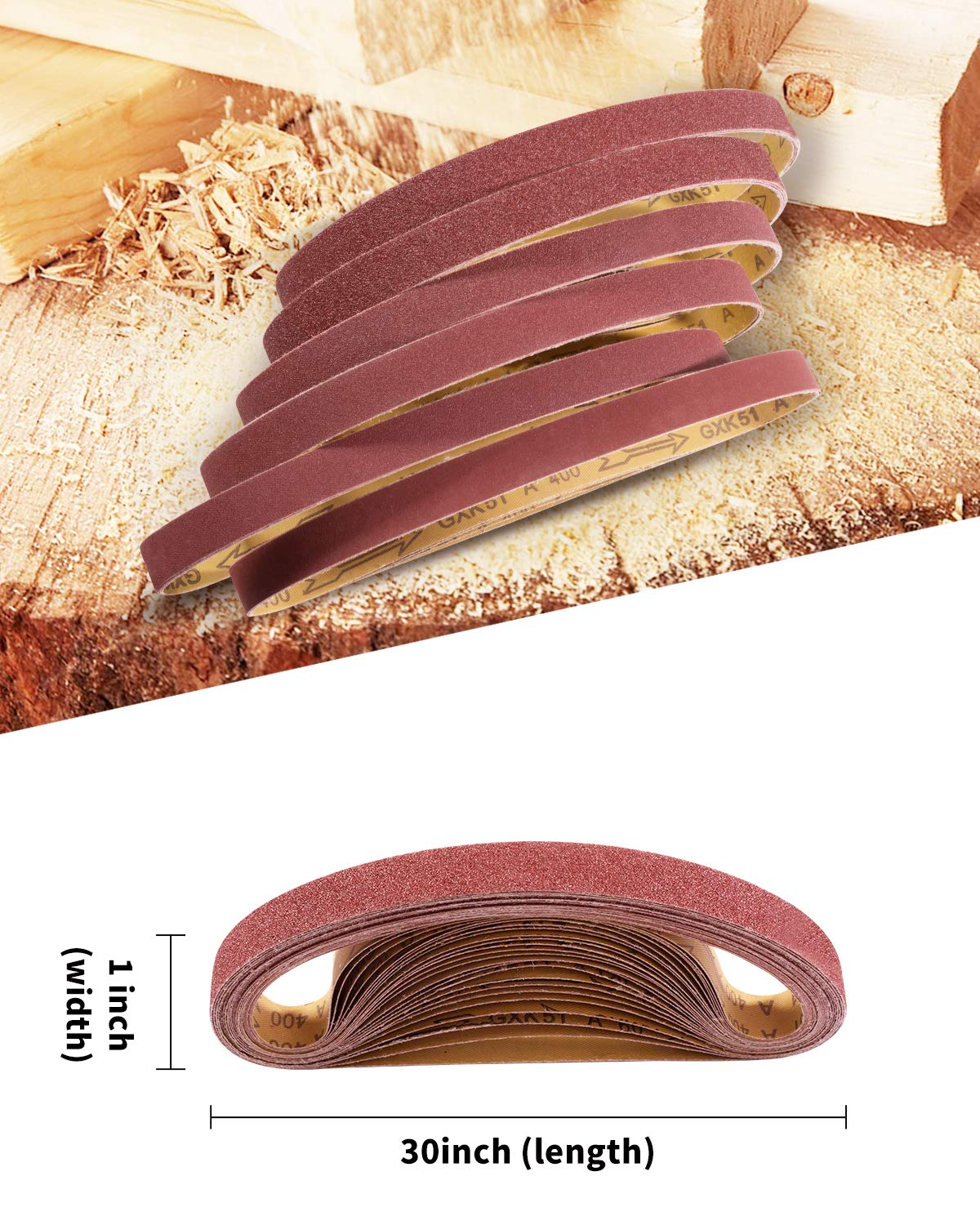 S SATC Sanding Belts 12 PCS Belt Sander Paper 4×24 Inch, Aluminum Oxide (2 Each of 60, 80, 120,150,240,400 Grits)