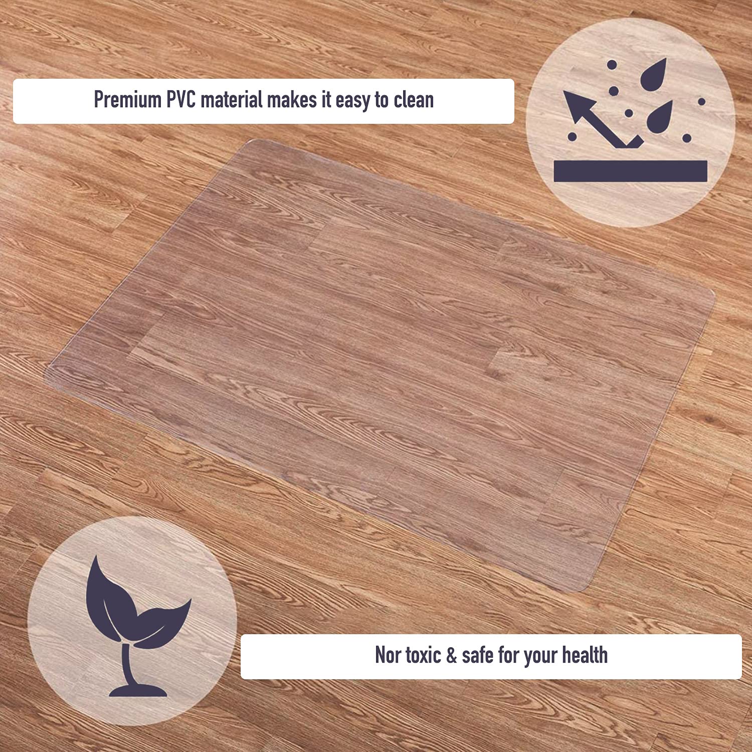 Office Chair Mat Chair Mat for Hardwood Floor Crystal Clear Office Mats for Rolling Chairs Desk Chair Mat 35"×47"-1.5mm Thick