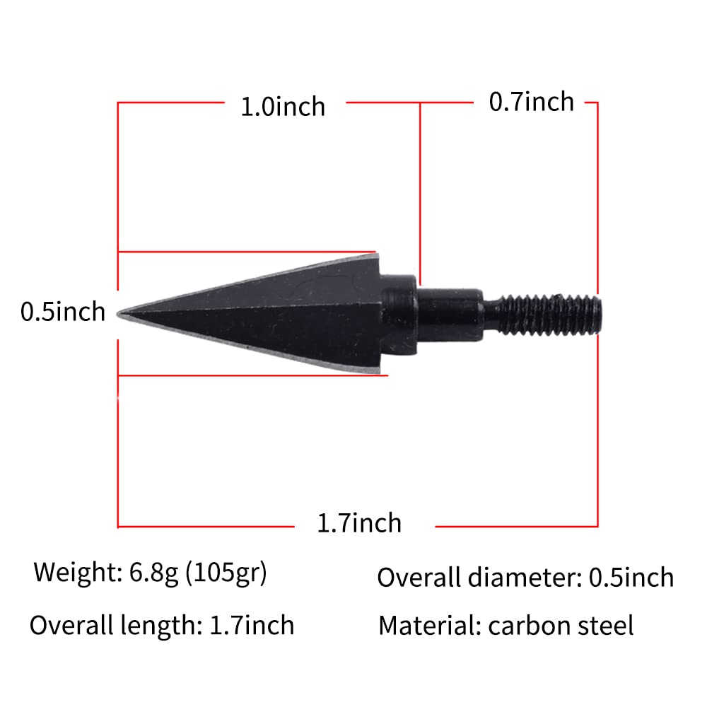 SOPOGER Archery Broadheads 125 Grain Traditional Hunting Broad Heads 3 Blades Screw-in Arrow Heads Arrow Tips for Compound Bow Recurve Bow (6 Pack) (100 Grain-A)