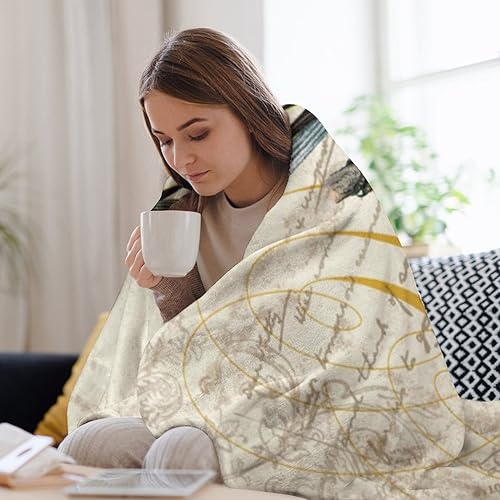 Plush Throw Blanket Vintage Birds Postage Stamp Soft Cozy Blanket Flannel Blankets All-Season for Sofa Couch Bed, 60" X 80"