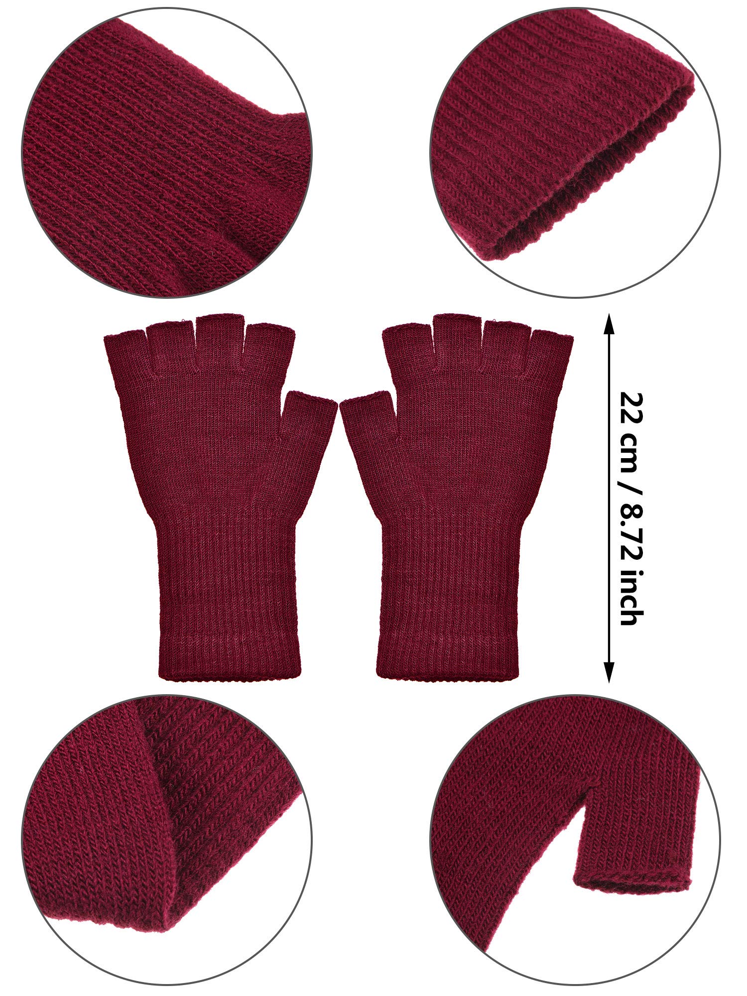 SATINIOR Fingerless Gloves for Women Half Finger Typing Gloves with Long Wrist Cuff Winter Knit Fingerless Mittens for Women (Black, Red, Light Grey, Coffee, 4 Pairs)