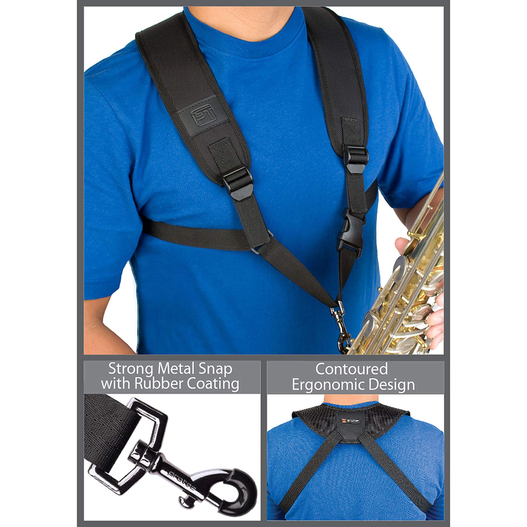 Pro Tec Saxophone Harness with Deluxe Metal Trigger Snap, Large, Model A306M, Black