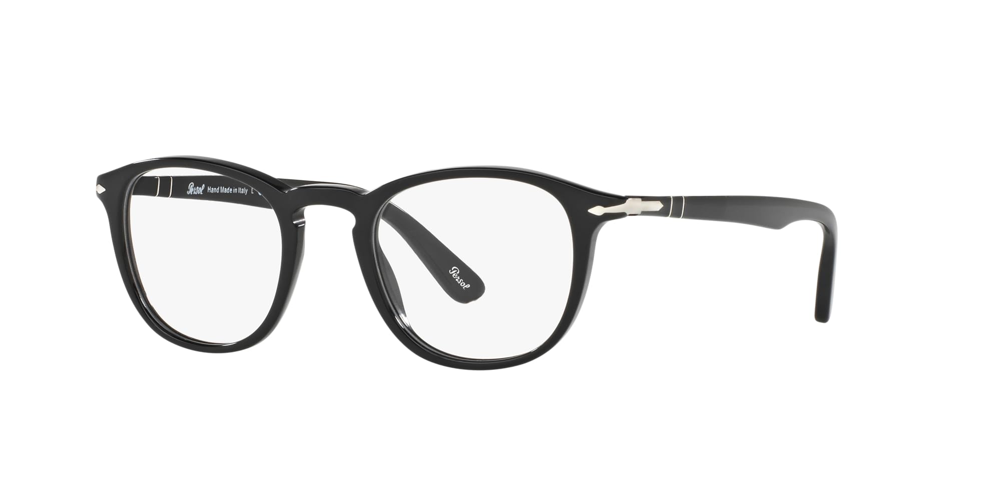 Persol PO3143V Rectangular Prescription Eyewear Frames, Black/Demo Lens, 47 mm