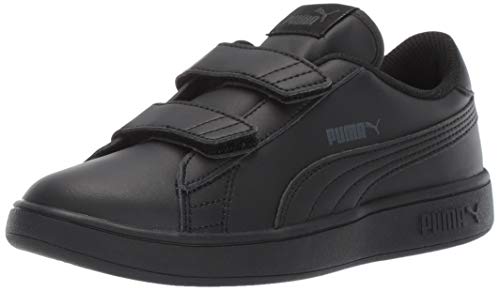 PUMA baby girls Smash V2 Hook and Loop Sneaker, Black, 1 Little Kid US