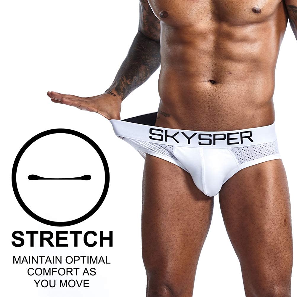 SKYSPER Men's Jockstrap Breathable Mesh Gym Underwear 4 Pack, Workout Athletic Supporter Jock Straps for Men