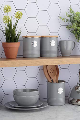 Typhoon Living Airtight Coffee Storage Canister with Bamboo Lid, Grey, 1 Litre