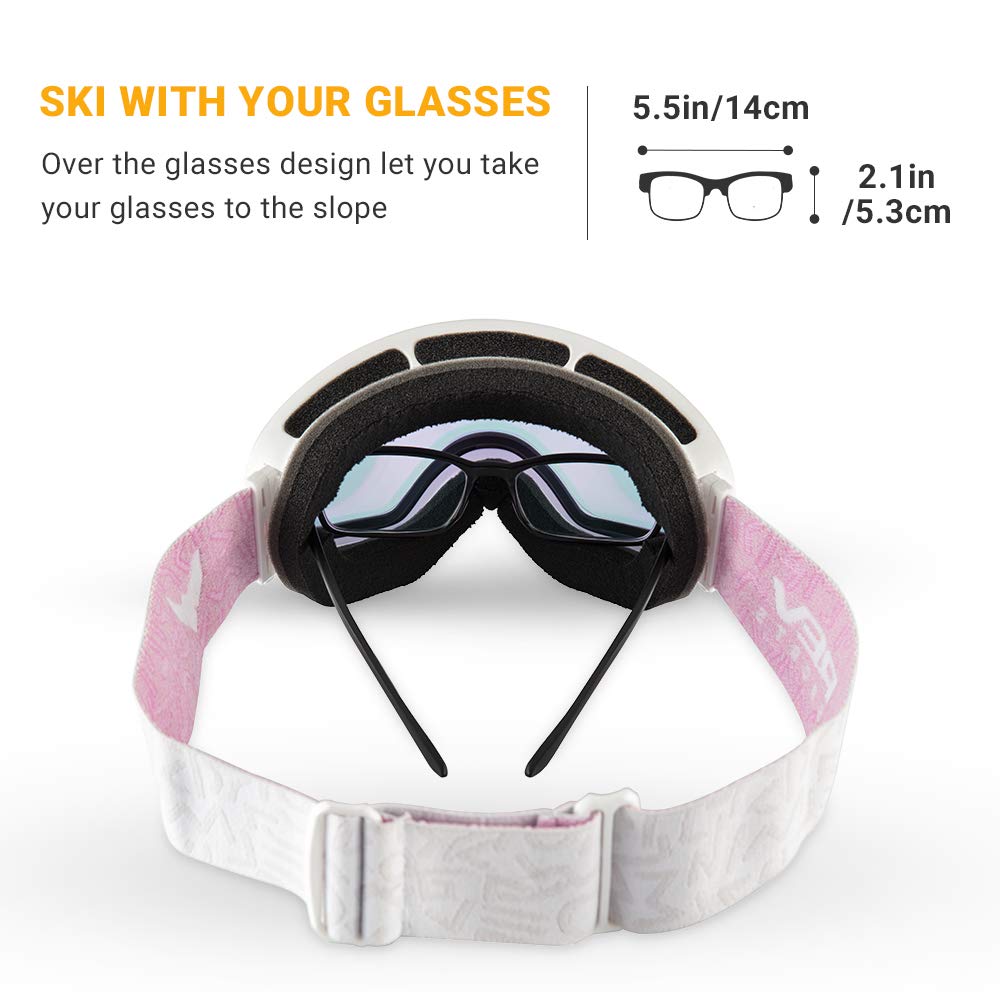 REV SPORTS Ski Goggles Ski Glasses Snowboard Goggles UV Protection OTG Interchangeable Snowboard Googles for Men Women