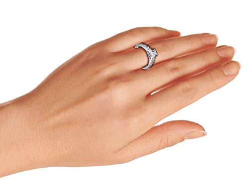 Personalize Traditional 1CT Pear Cubic Zirconia Teardrop or Round Solitaire Thin Pave Band AAA CZ Anniversary Engagement Wedding Ring Set For Women .925 Sterling Silver Customizable