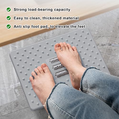 Under Desk Footrest With Large Roller Massage, Foot Rest Under Desk Ergonomic, Foot Stool Under Desk At Work, Adjustable Foot Rest Adjustable Footrest Comfy Rest For Under Desk At Work Or Gaming（Grey）