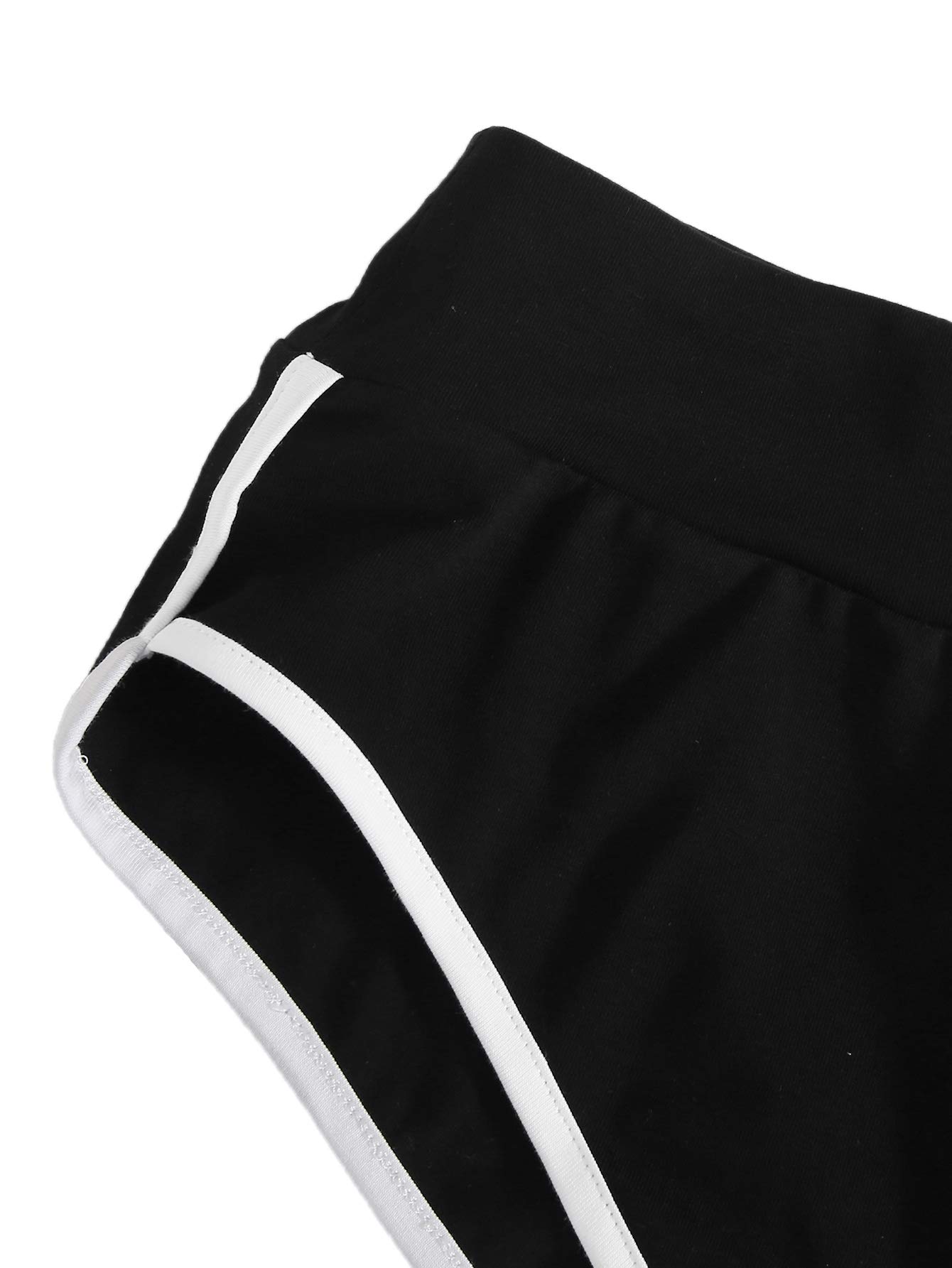 SweatyRocks Women's Sporty Elastic Waist Contrast Binding Booty Workout Biker Shorts Black XL