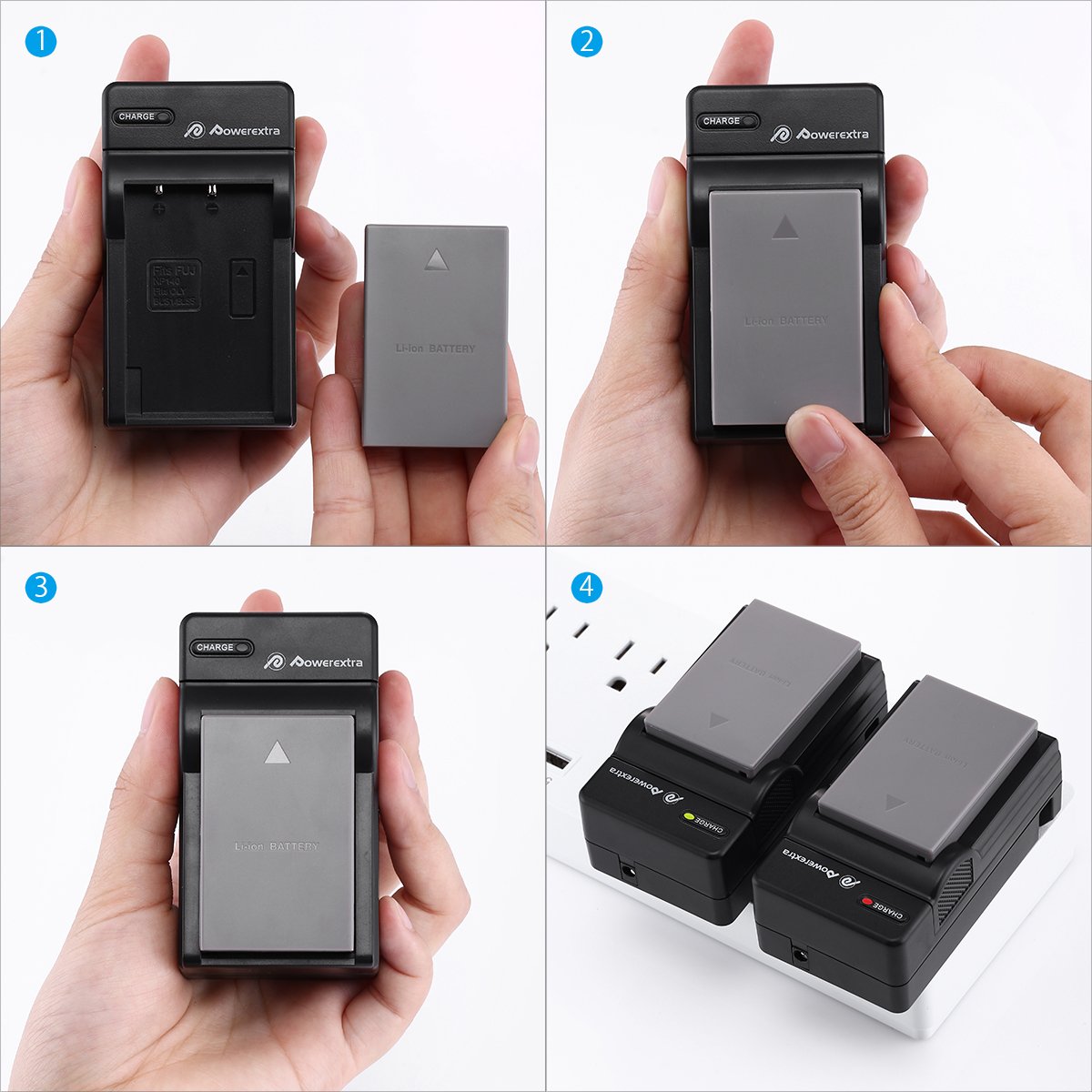 Powerextra 2 Pack Battery & Charger Compatible for Olympus BLS-5, BLS-50, PS-BLS5 and Olympus OM-D E-M10, Pen E-PL2, E-PL5, E-PL6, E-PL7, E-PM2, Stylus 1