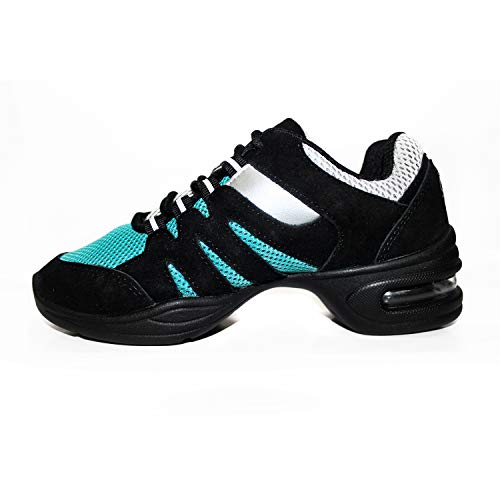 Skazz by Sansha Women's Dance Studio Exercise Sneakers Mesh Suede Split-Sole HELYA, Navy/Black, 8.5 M US