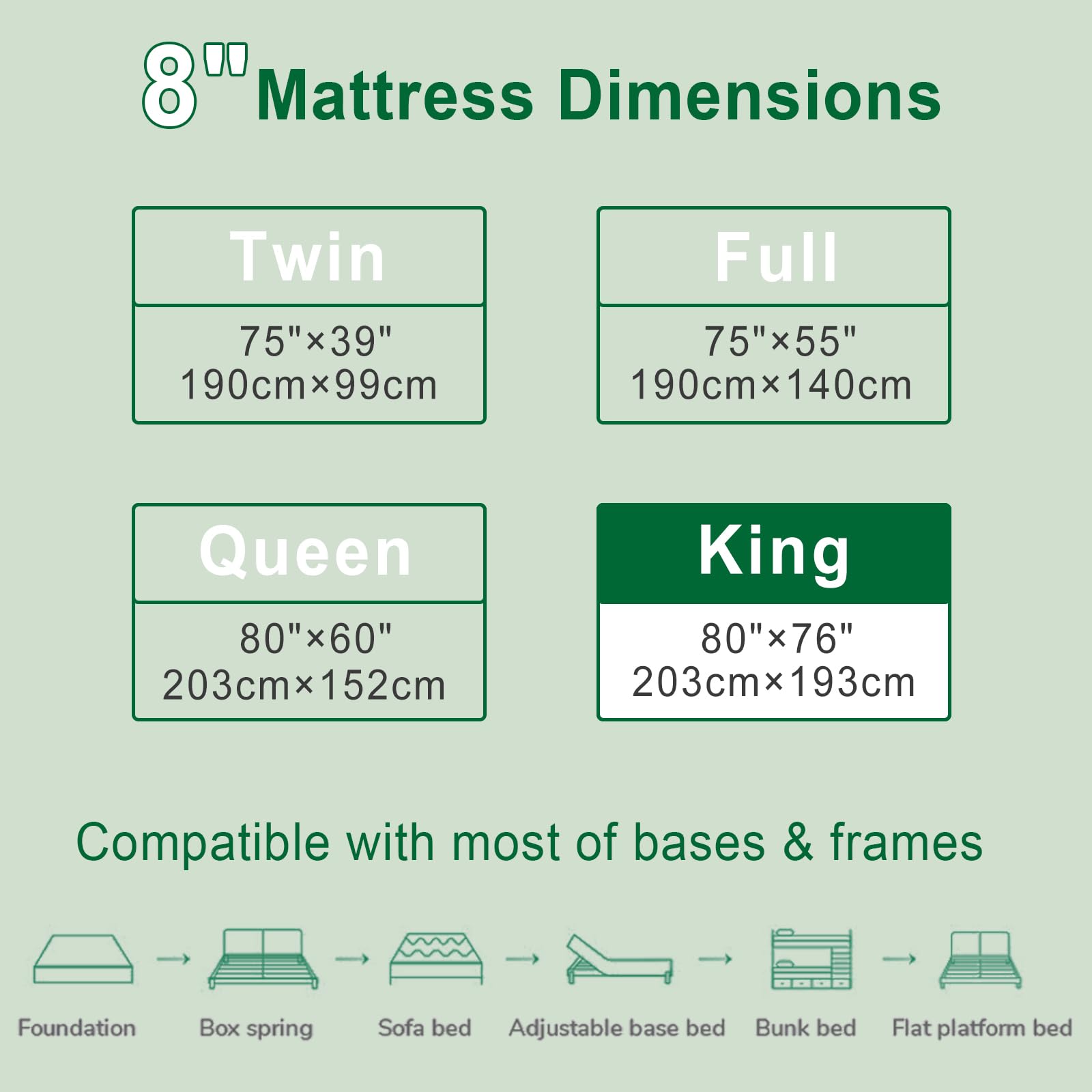 PMIXO Gel Memory Foam Mattress,8 Inch King Size Medium-Firm Mattress with CertiPUR-US Certified,Medium-Plush,No Formaldehyde and Fiberglass Free